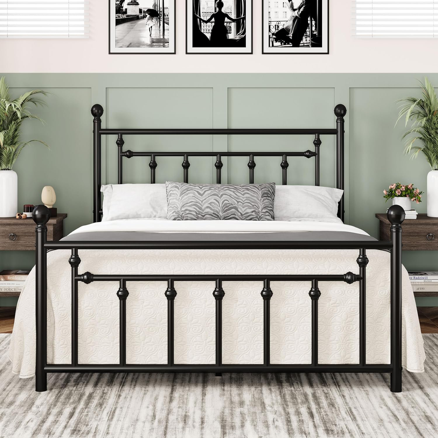 August Grove® Dhamar 14 Inch Queen Size Metal Platform Bed Frame with ...