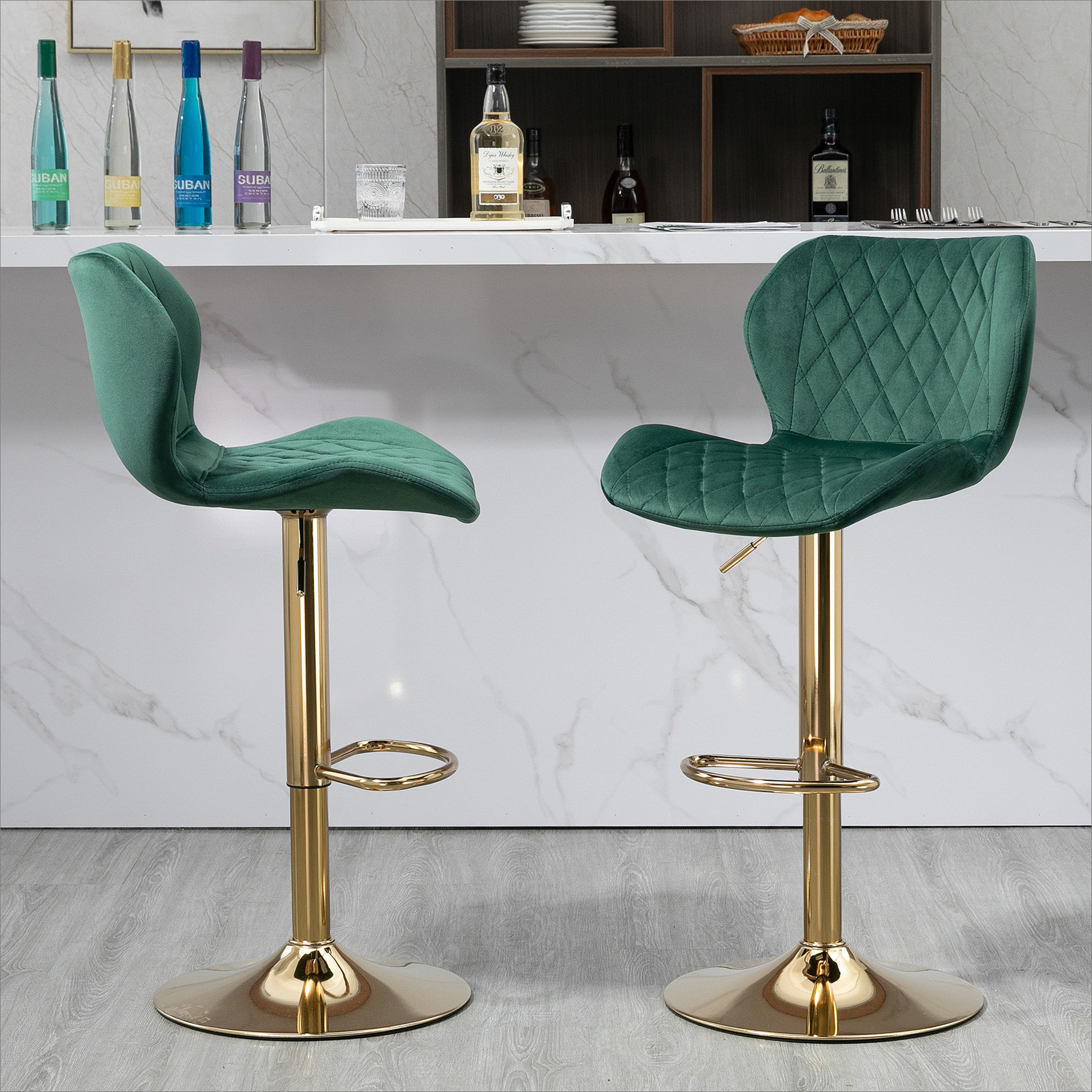 Everly Quinn Adjustable Dining Chairs, Counter Height, Swivel Bar ...