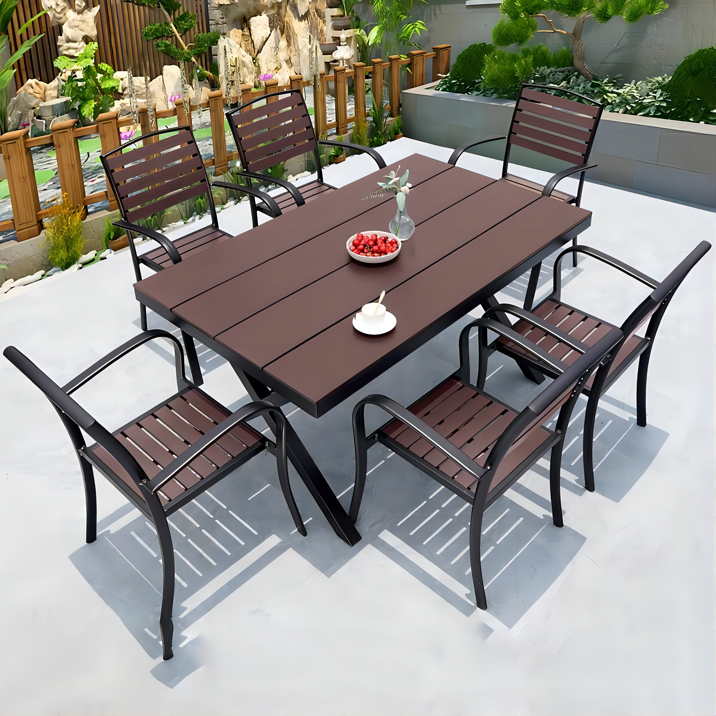 Wildon Home® Nazalia Rectangle 6 - Person 59.06'' L Outdoor Restaurant ...