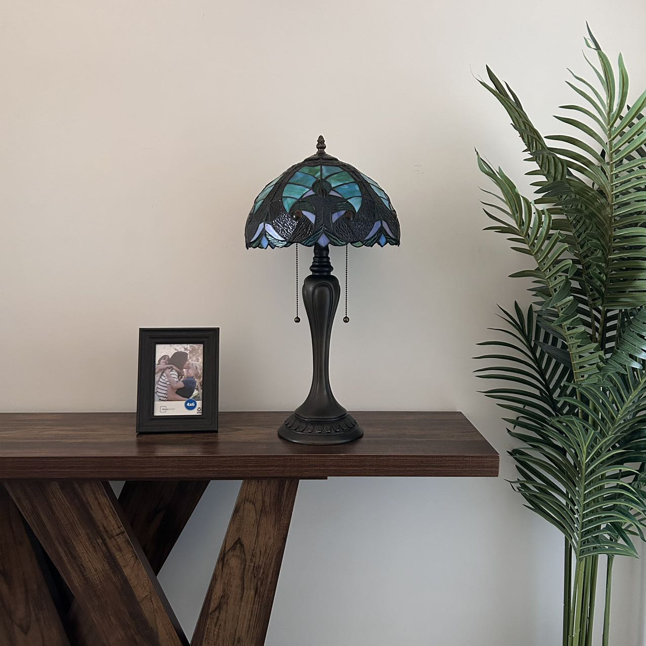 Astoria Grand Pelagios Tiffany Table Lamp Green Brown Stained Glass ...