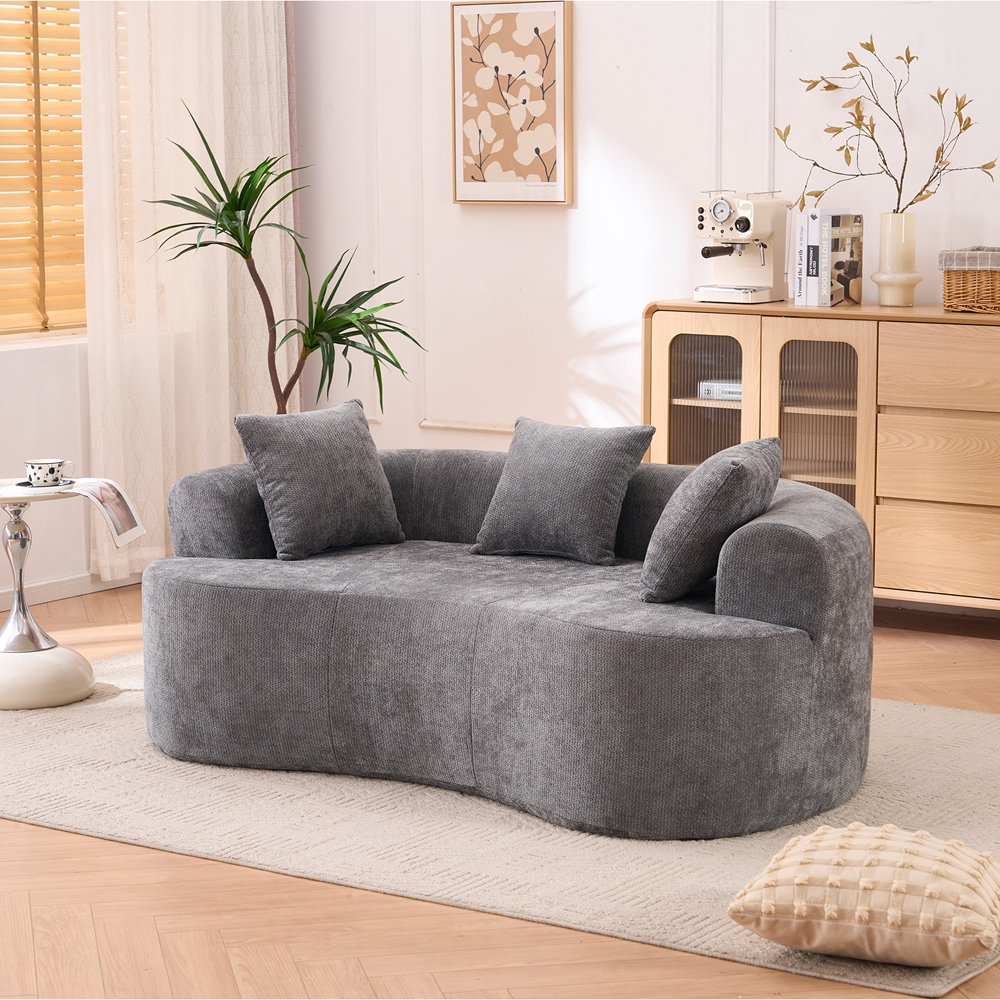 Wrought Studio™ Crescent-shaped sofa, Boneless modern low-back design ...