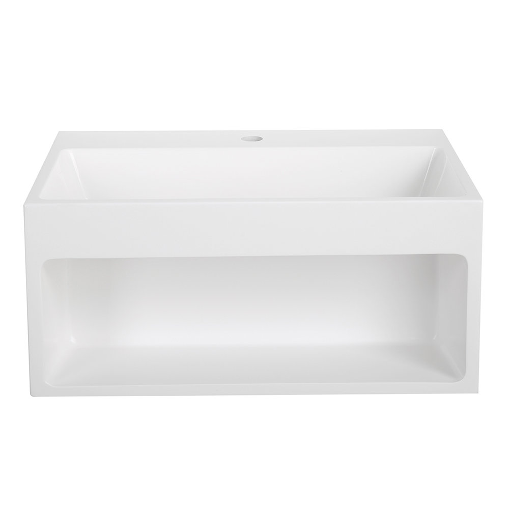 Streamline Bath Solid Surface Resin 25.6" Wall-Mounted Single Bathroom ...