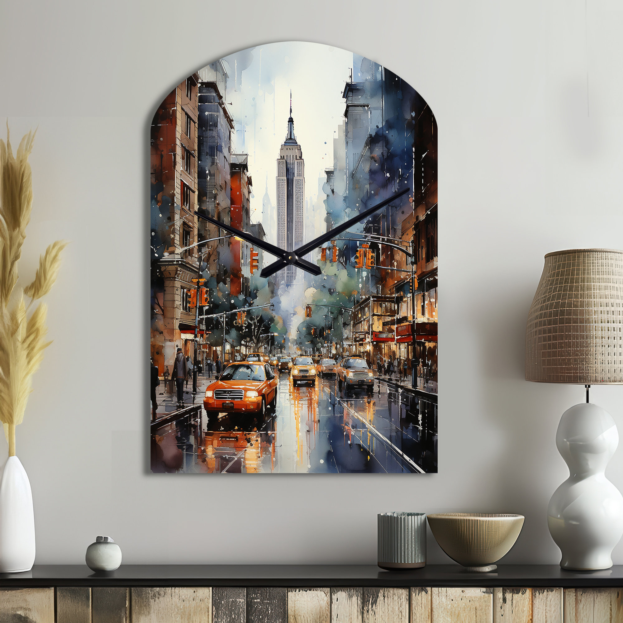 Design Art New York City That Never Sleeps II - Arch Shape Grey Wall ...