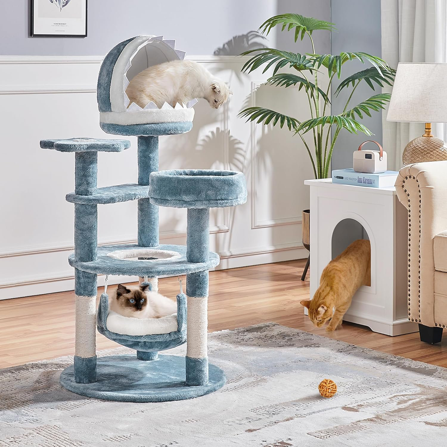 Archie & Oscar™ 45.5in Ocean-Themed Cat Tree Multi-Level Cat Tower ...