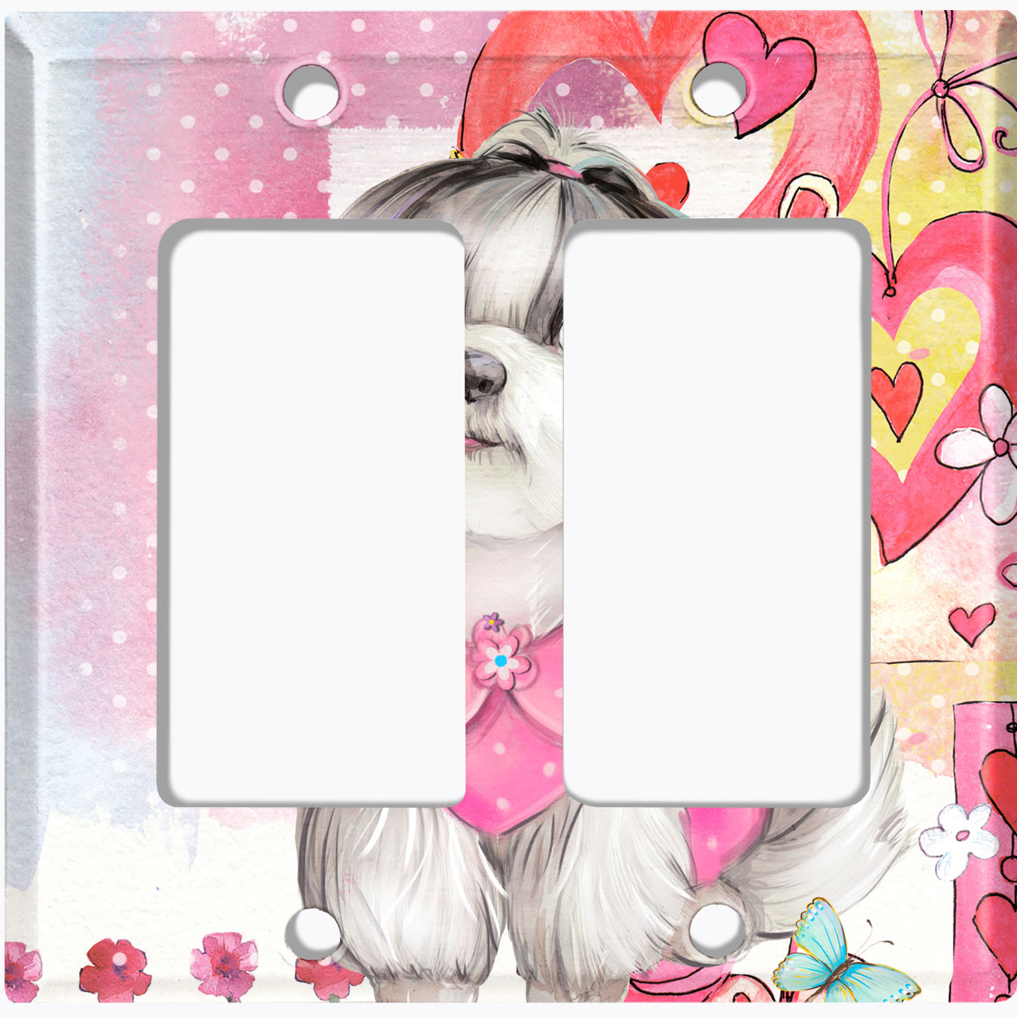 WorldAcc Metal Light Switch Plate Outlet Cover (Cute Dog Braids Pink ...