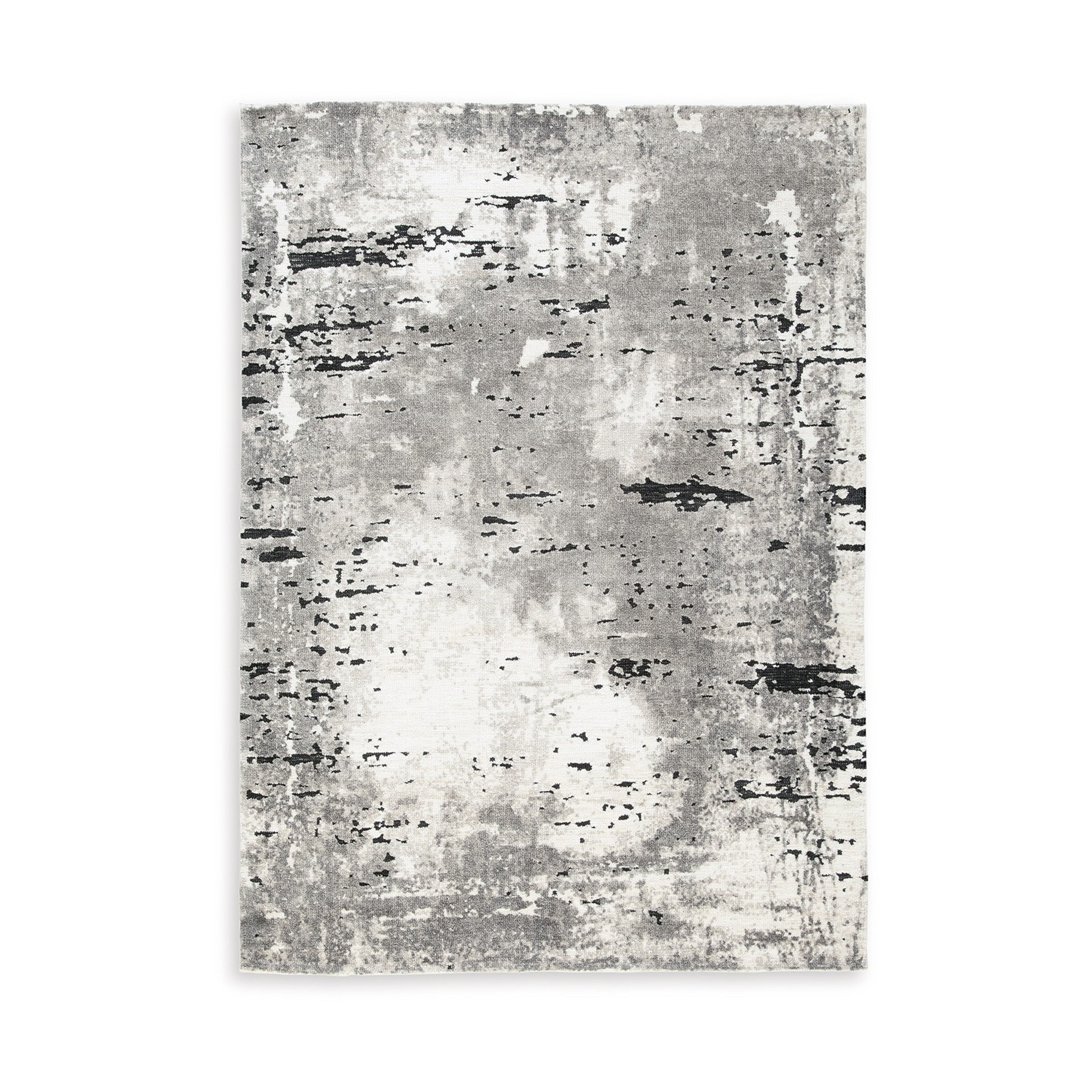 Benjara Leya Large Area Rug, Machine Woven Impression Art, Black White ...