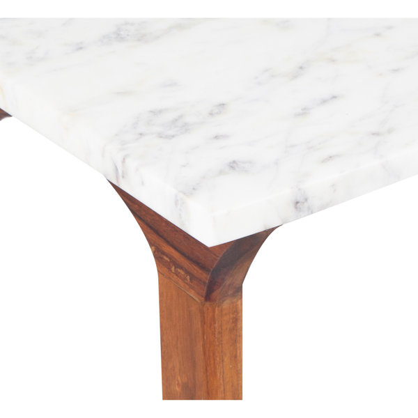 Loon Peak® Jashawn Side Table, White Rectangular Marble Top, 1 Shelf ...