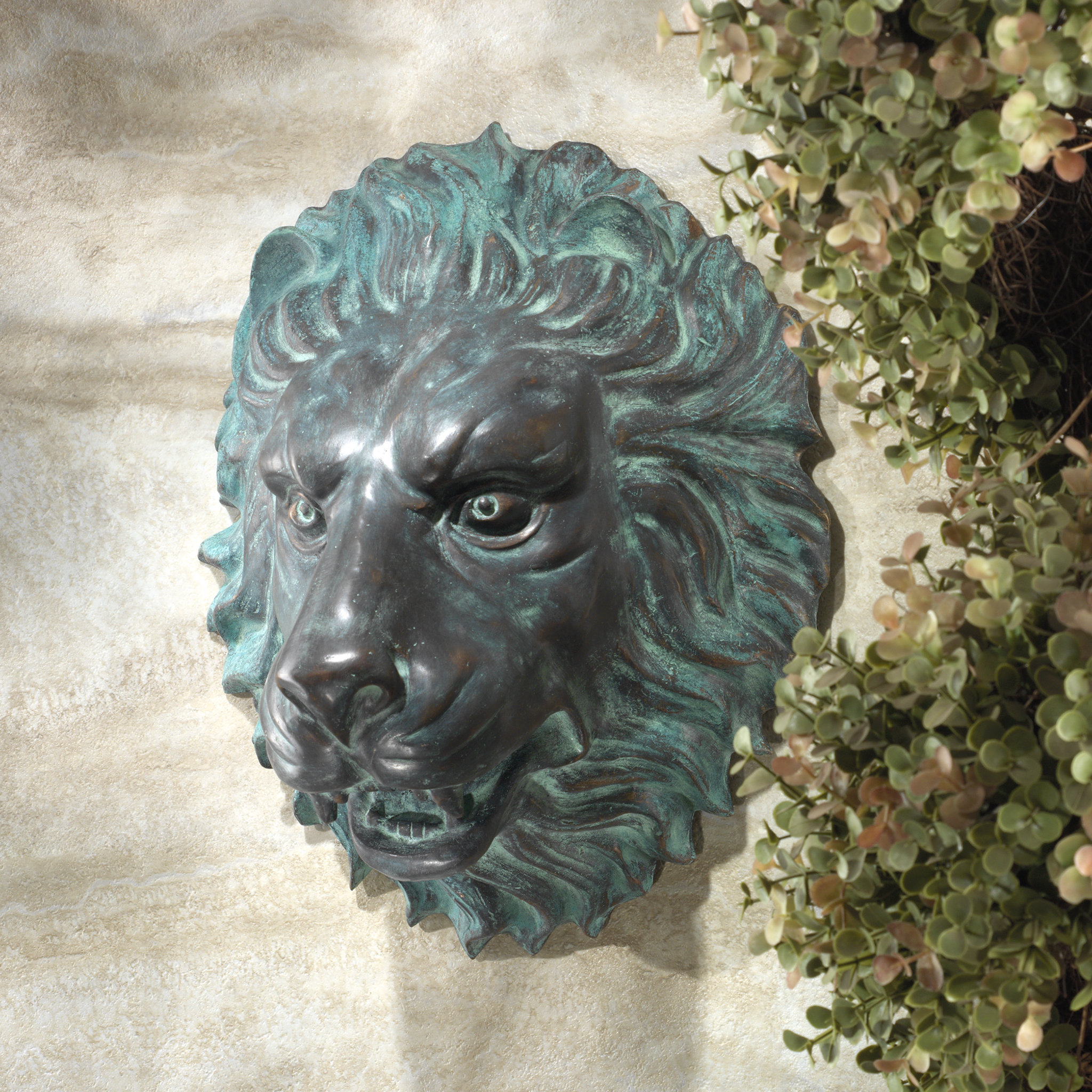Design Toscano Florentine Lion Head Spouting Garden Wall Statue ...