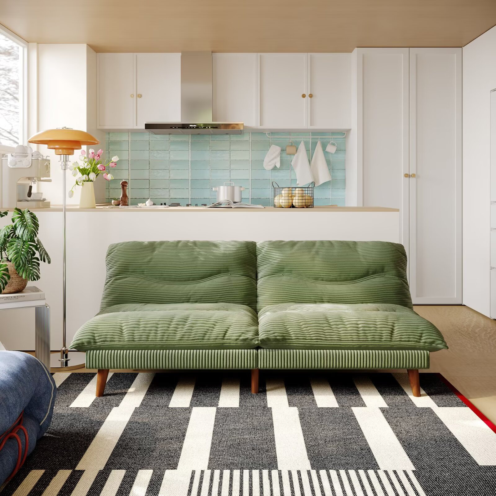 George Oliver Multifunctional Corduroy Fabric Reclining Convertible ...