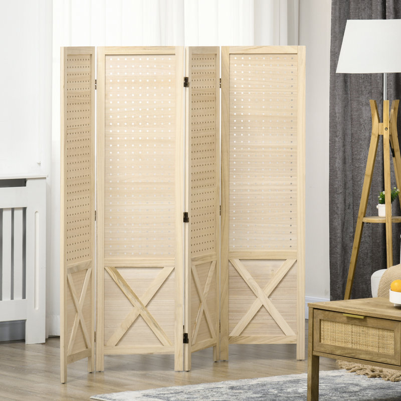 Gracie Oaks 4 Panel Pegboard Display Room Divider | Wayfair