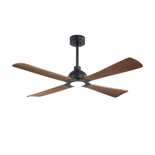 Mercer41 56 In. 4 Solid Wood Blades Indoor Ceiling Fan With Light Kit ...