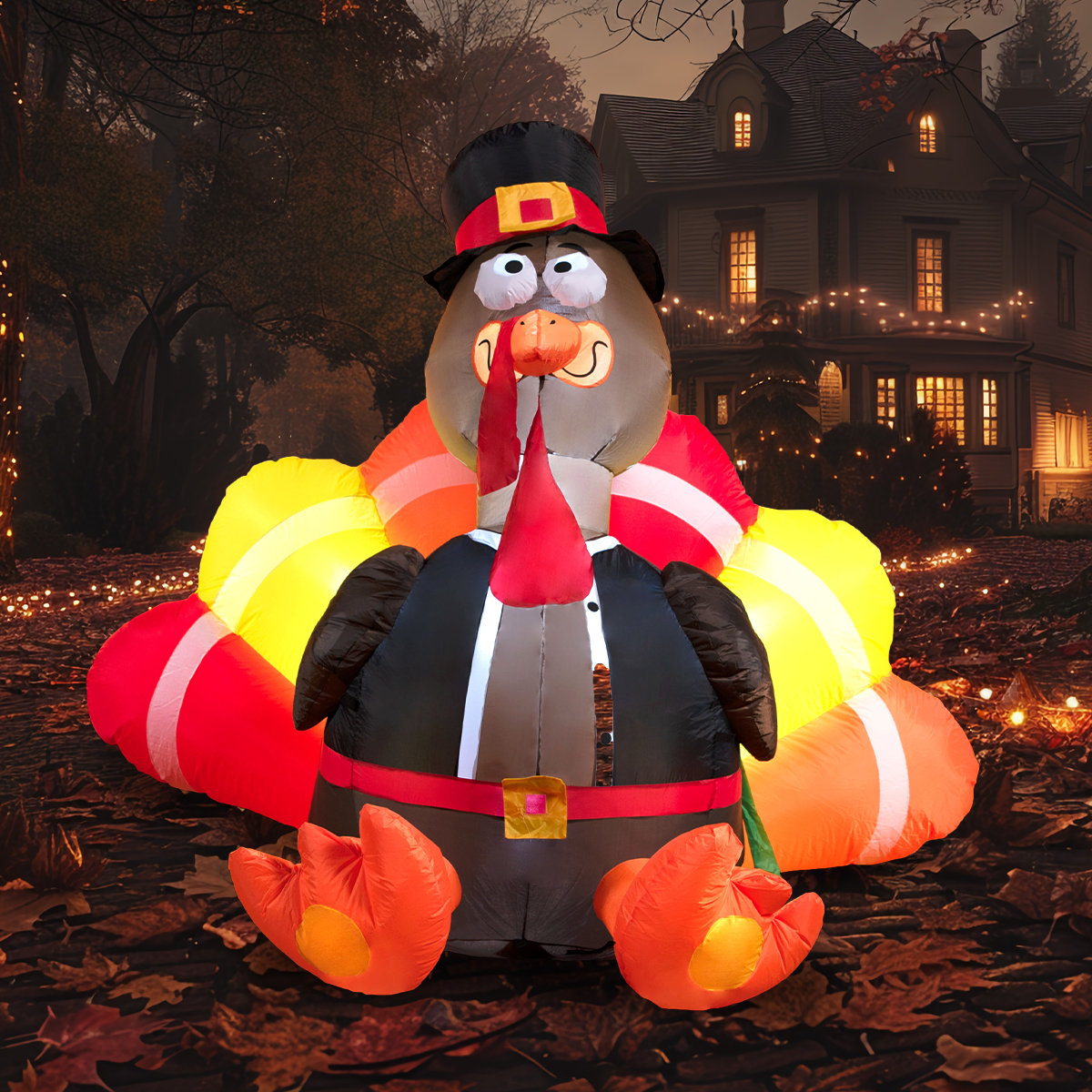 The Holiday Aisle® 6 ft Gobbles the Turkey Thanksgiving Inflatable ...