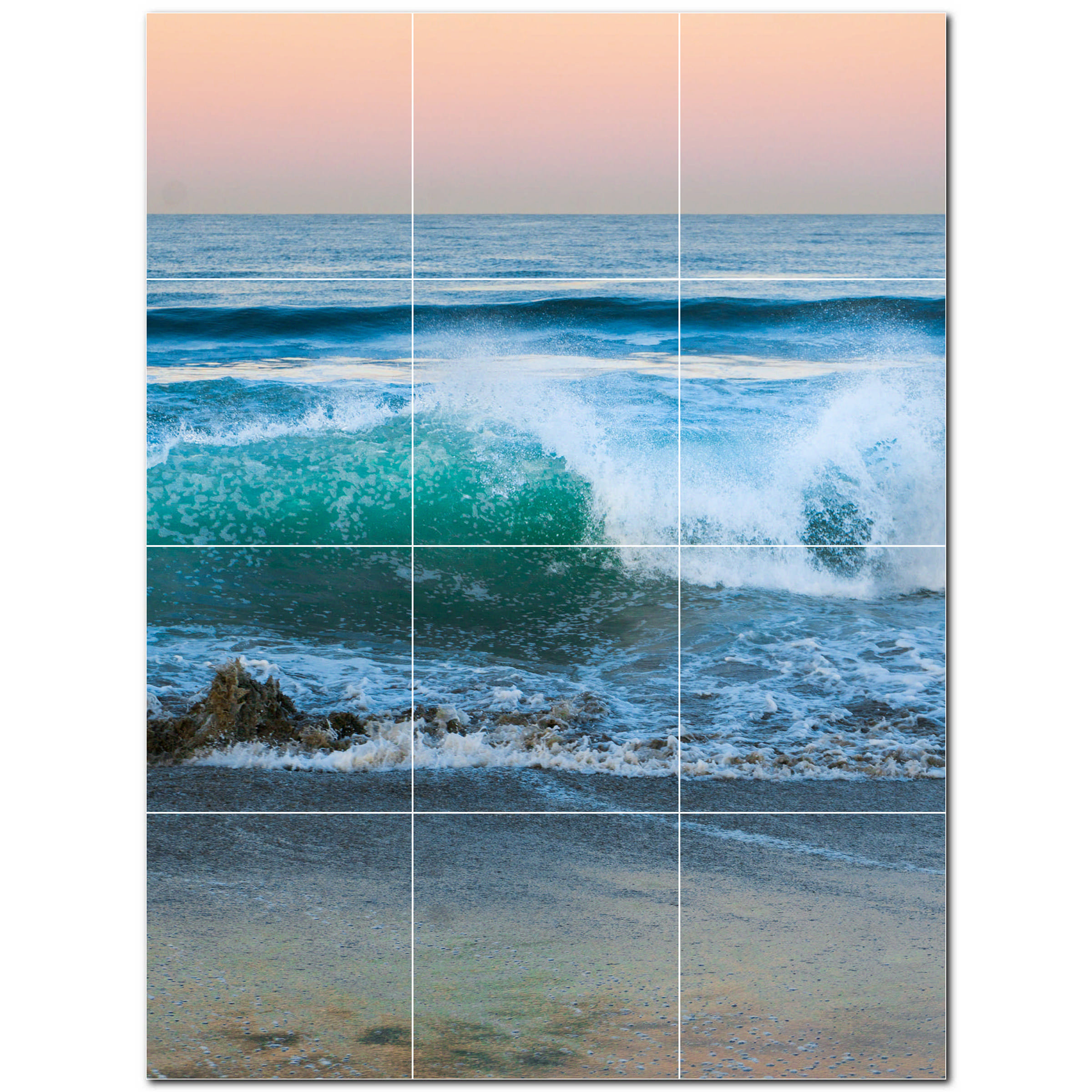 Picture-Tiles.com 18" x 24" Ceramic Waves Photo Decorative Mural Tile ...