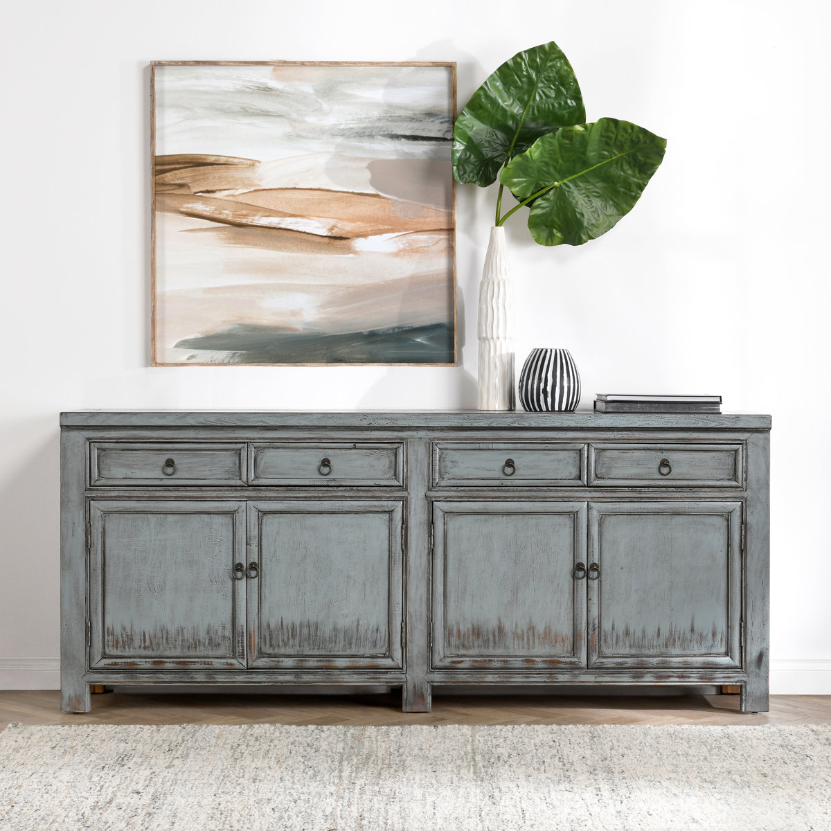 Classic Home Libbit Reclaimed Pine 4-drawer 4-door Cabinet Vintage Sage ...