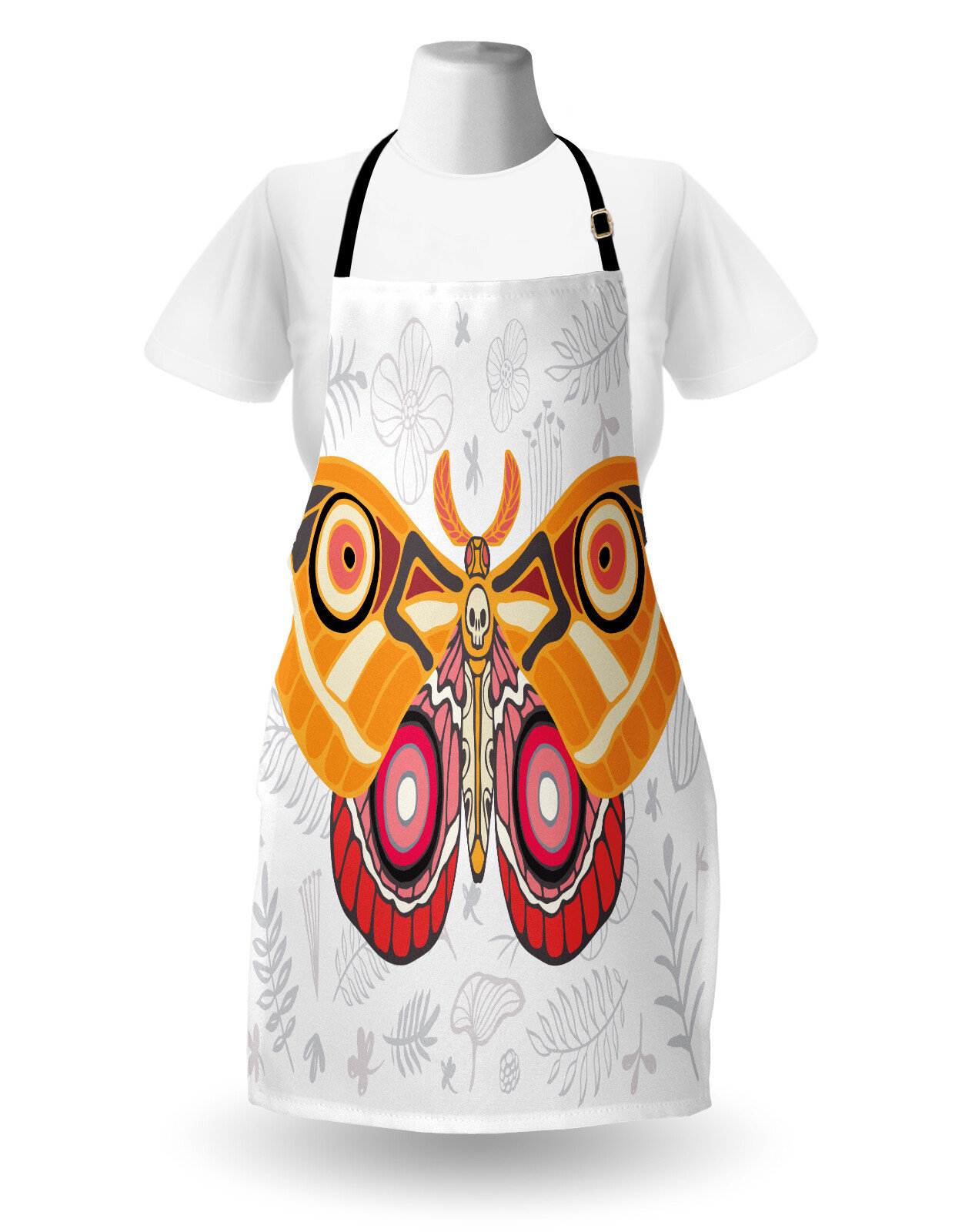 Bungalow Rose Butterfly Apron Unisex Skull Motif Winged Insect Adult ...