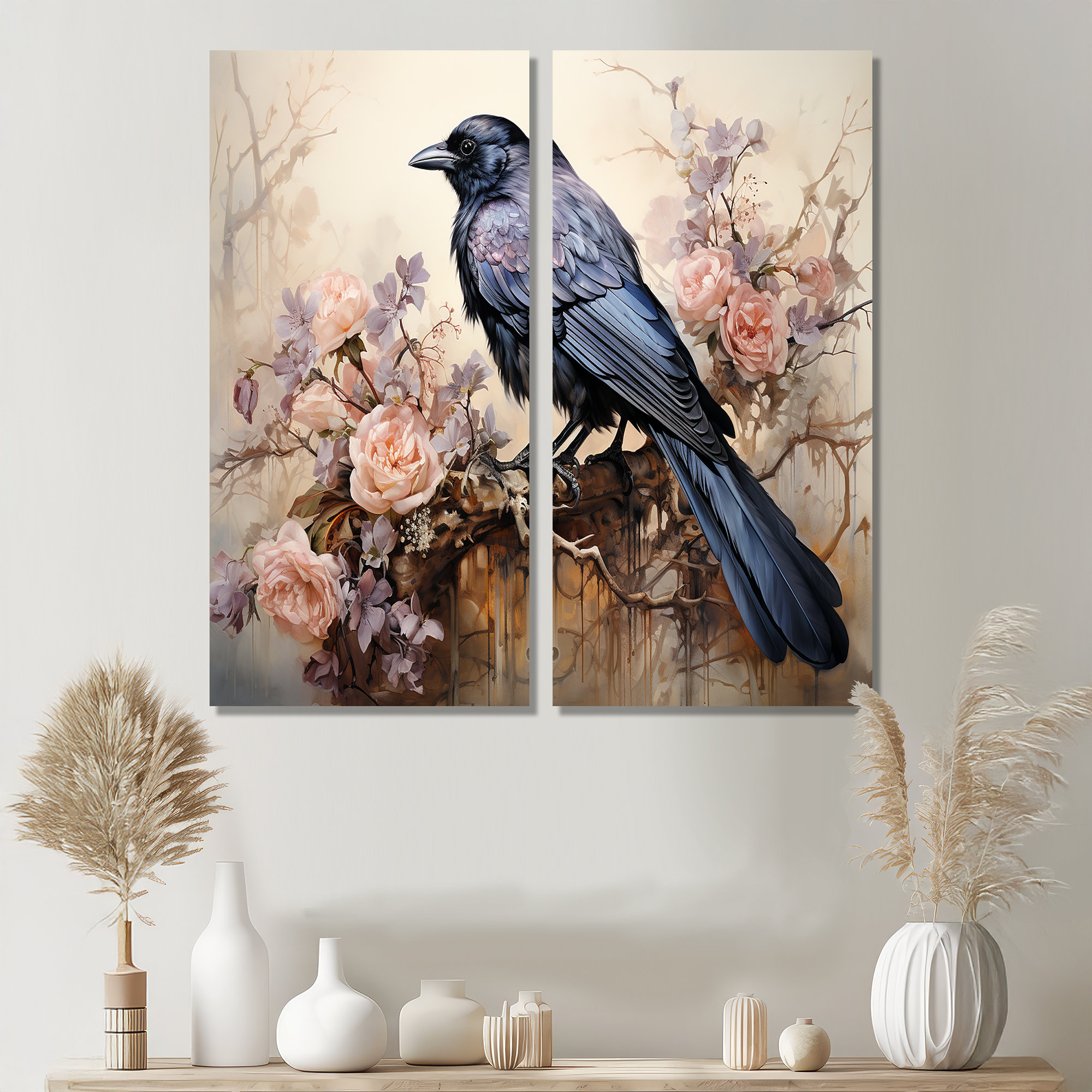 Lark Manor™ Crow Whispering Royalty II - Animals Crow Canvas Prints Set ...