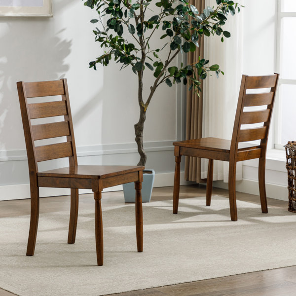 Lark Manor Aindriu Rustic Solid Wood Ladder-Back Dining Chairs ...