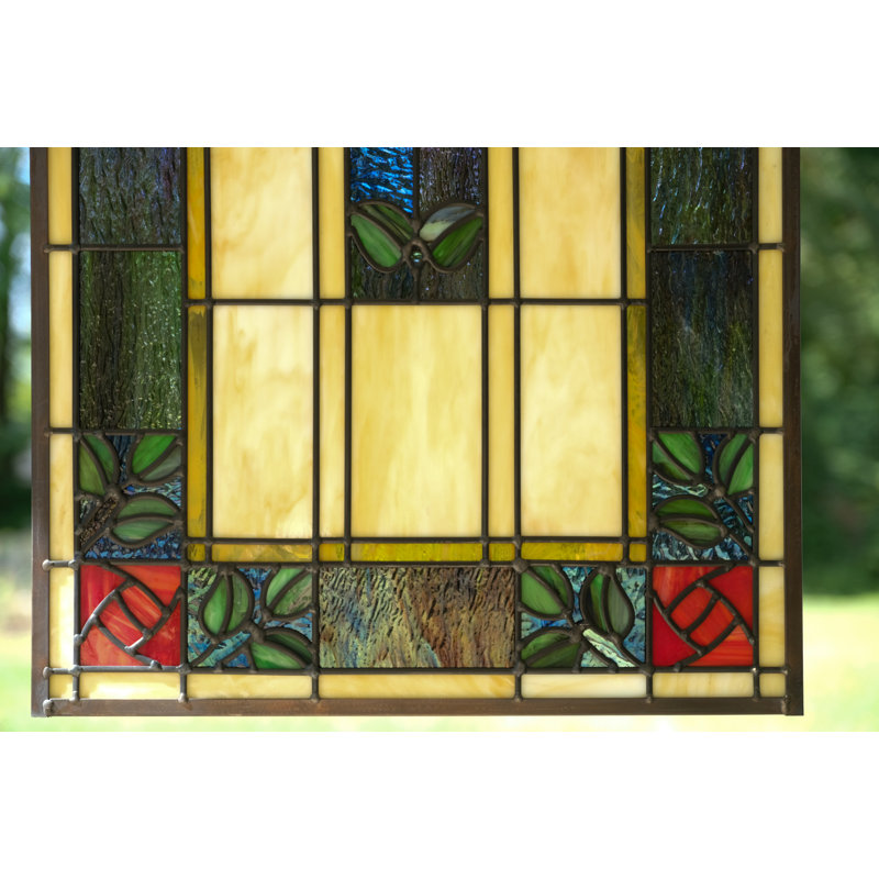 World Menagerie Rose Flower Stained Glass Window Panel | Wayfair