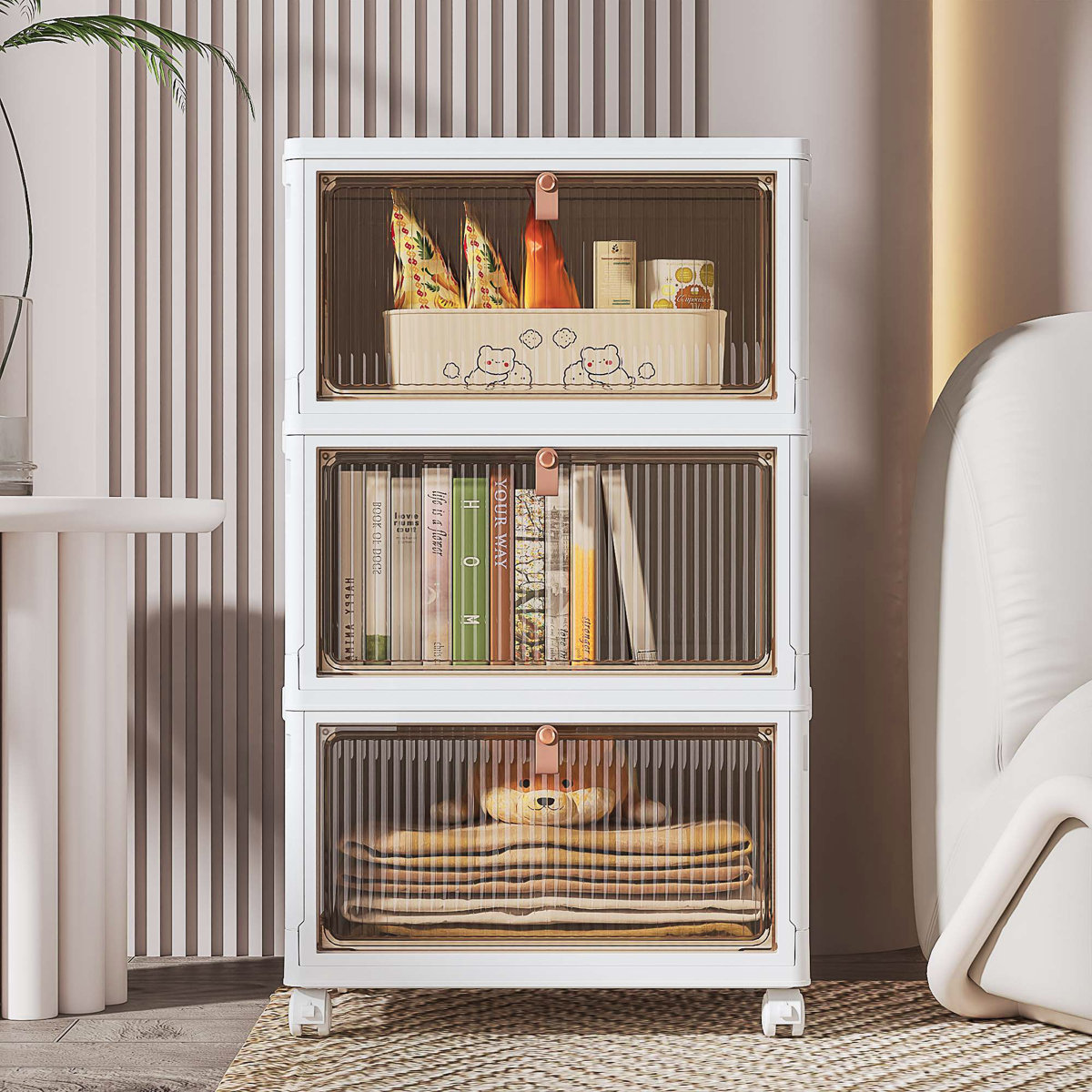 Rebrilliant Canas Plastic Foldable Stackable Storage Bin Double Door ...