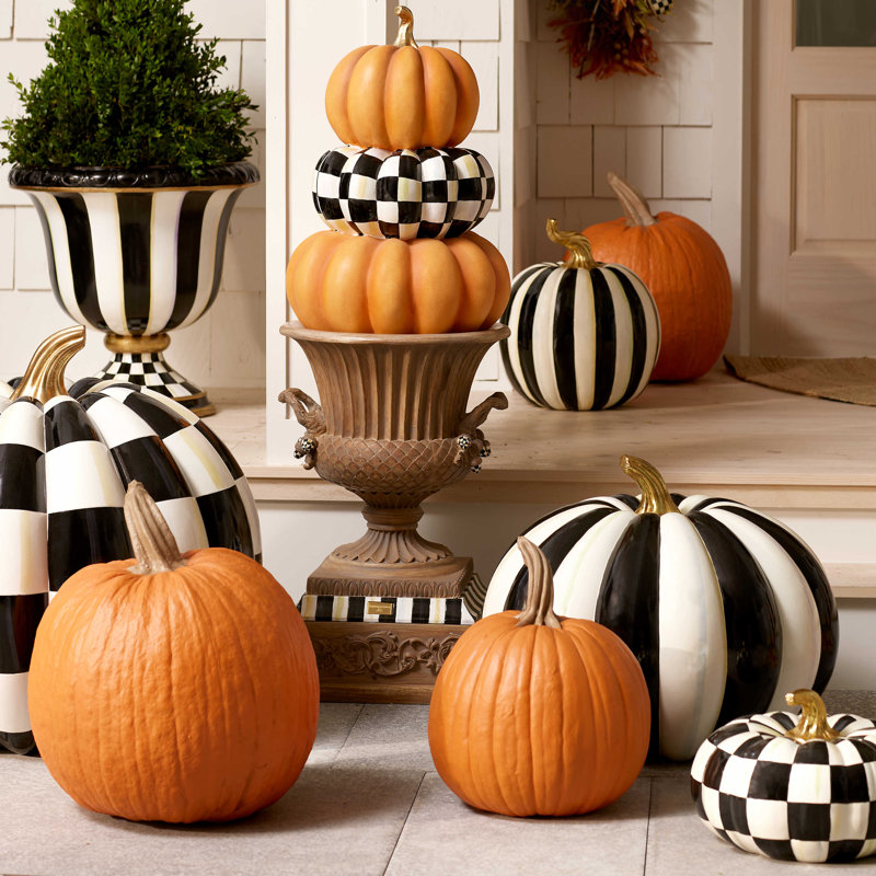 MacKenzie-Childs Courtly Stripe Glossy Large Pumpkin & Reviews | Wayfair