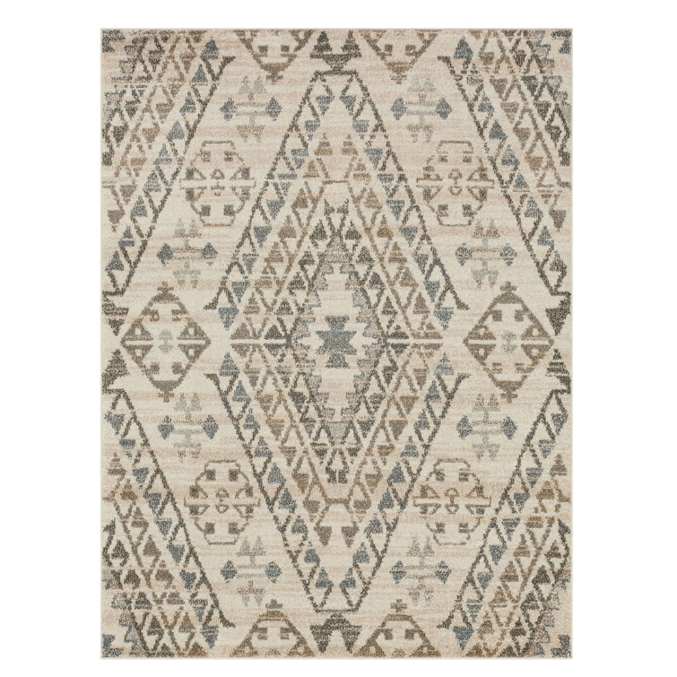 Bungalow Rose Fraser Grey Southwestern Ornamental Medallion Area Rug ...