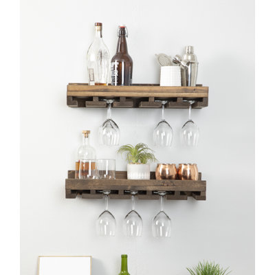 Union Rustic Barnsdall Solid Wood Wall Mounted Wine Glass Rack ...