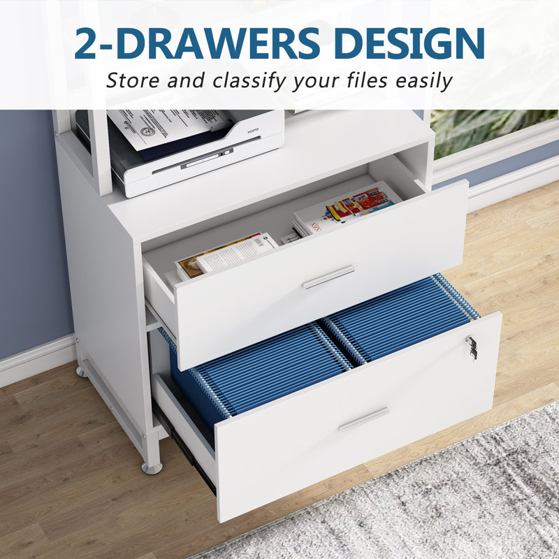 17 Stories 61.8'' H x 29.5'' W Vertical Filing Cabinet Bookcase ...