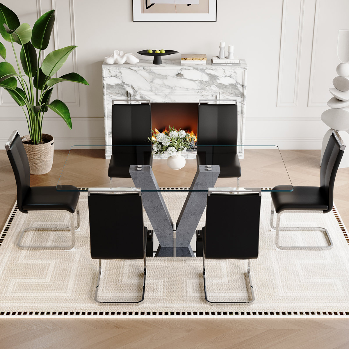 Ivy Bronx Glass Dining Table Set - Wayfair Canada
