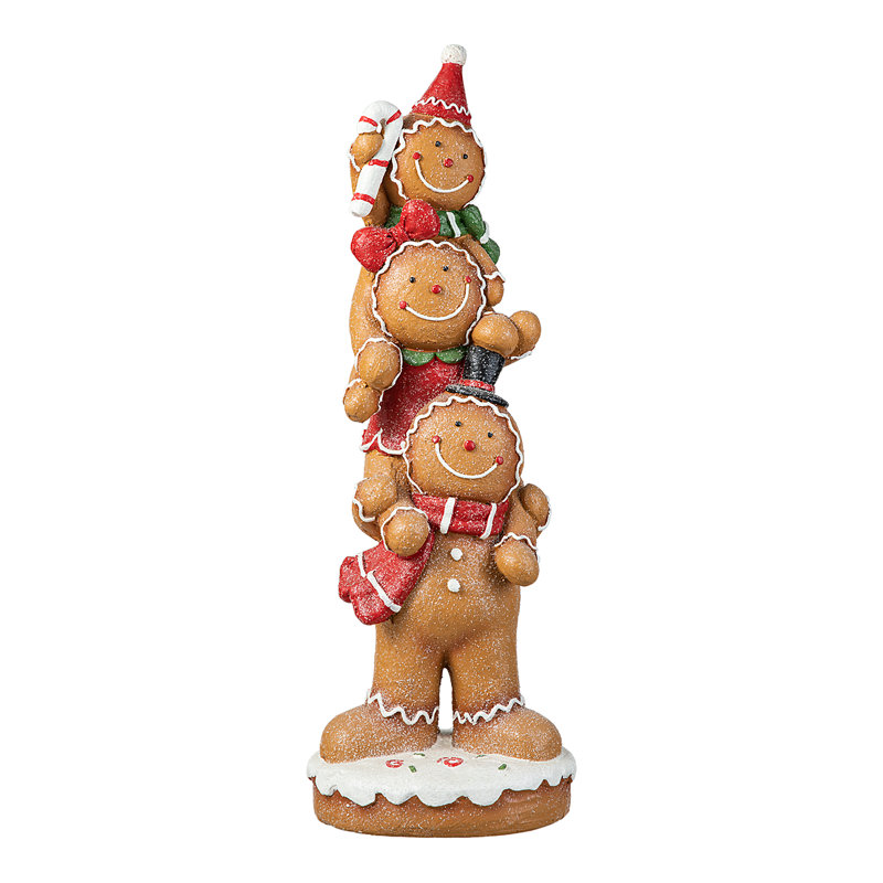 The Holiday Aisle® 29.25"H Christmas MGO Stacked Gingerbread Man Porch ...