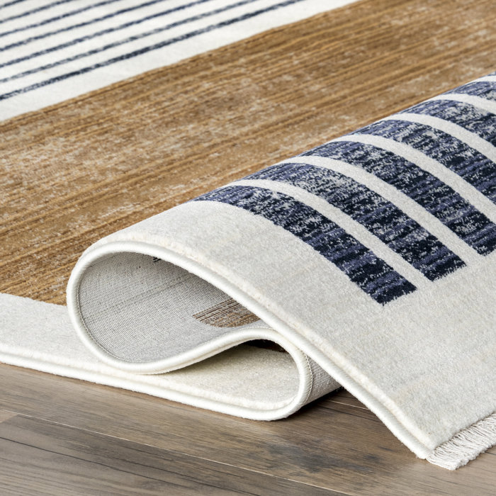 August Grove® Keeva Modern Striped Fringe Area Rug & Reviews | Wayfair