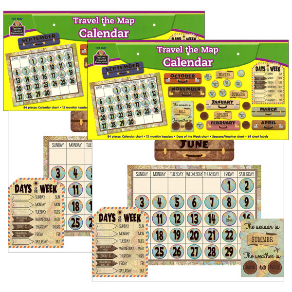 Teacher Created Resources Travel The Map Calendar Bulletin Board Set ...