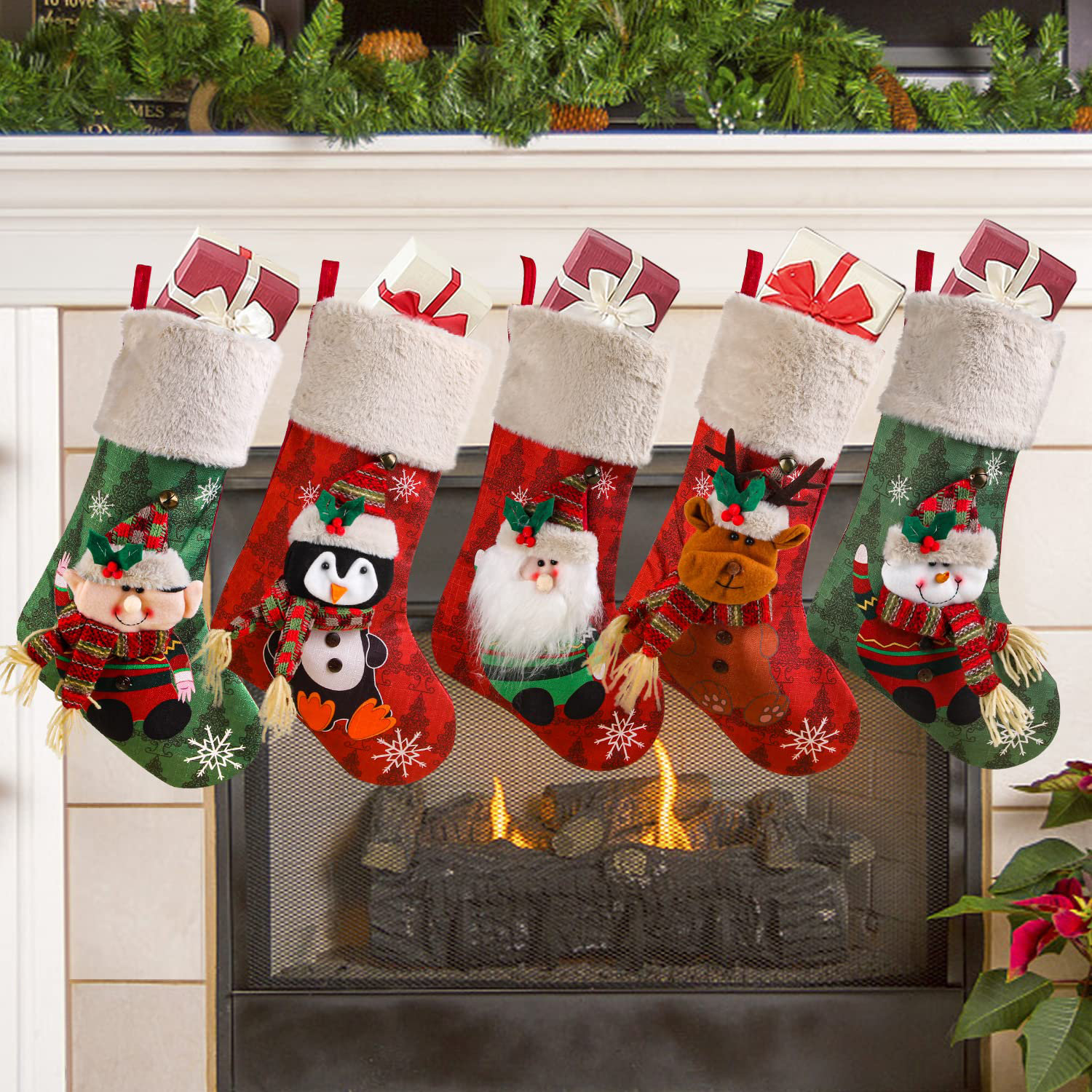 The Holiday Aisle® Christmas Stocking Set (5-Pack), 18-Inch Large ...