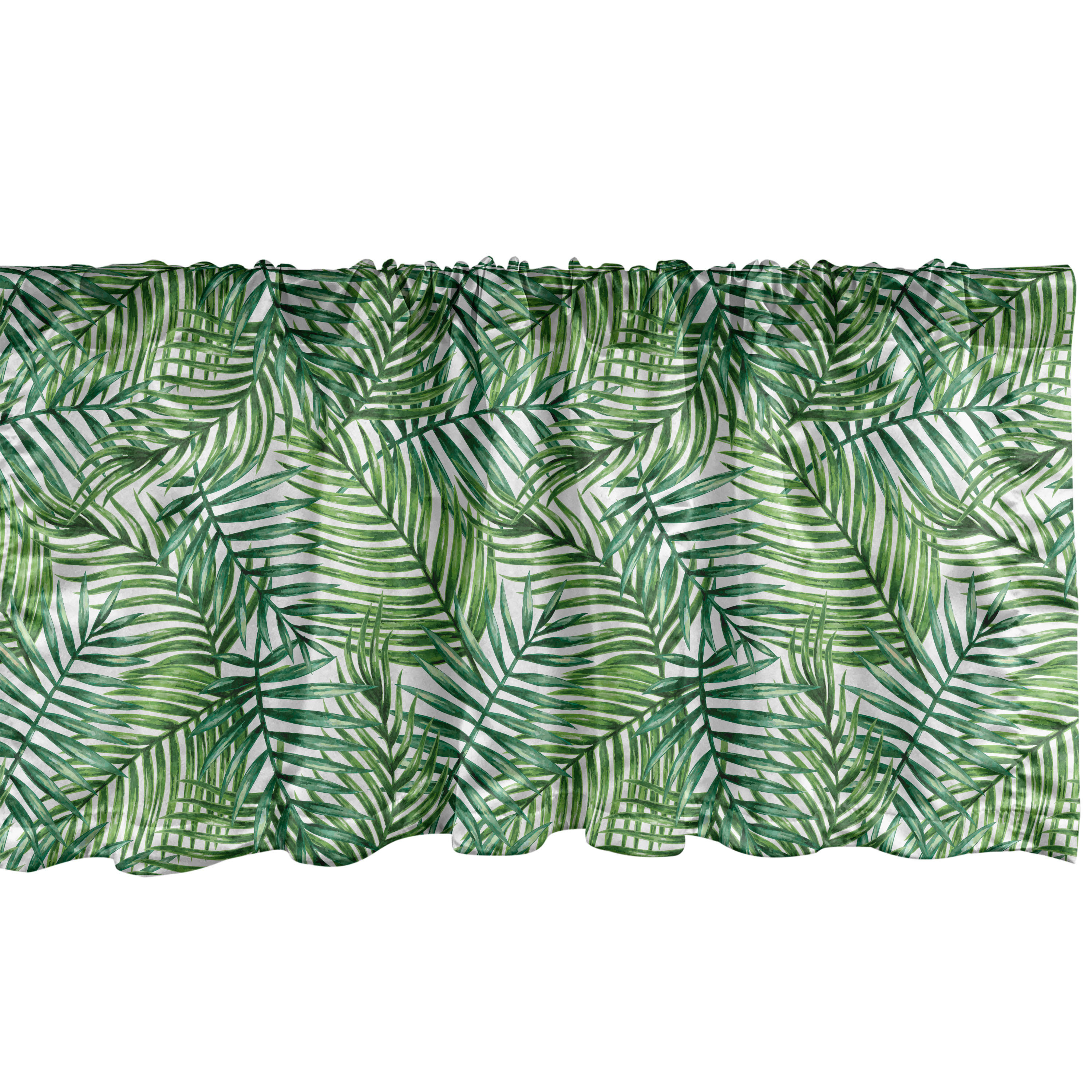 Ambesonne Leaf Valance Pack of 2 Botanical Wild Palm Trees - Green ...