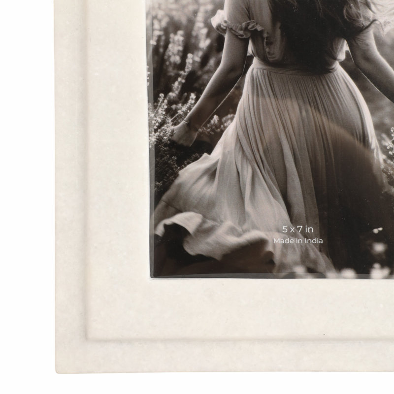 Wrought Studio™ 5X7 Marble Border Photo Frame, White | Wayfair