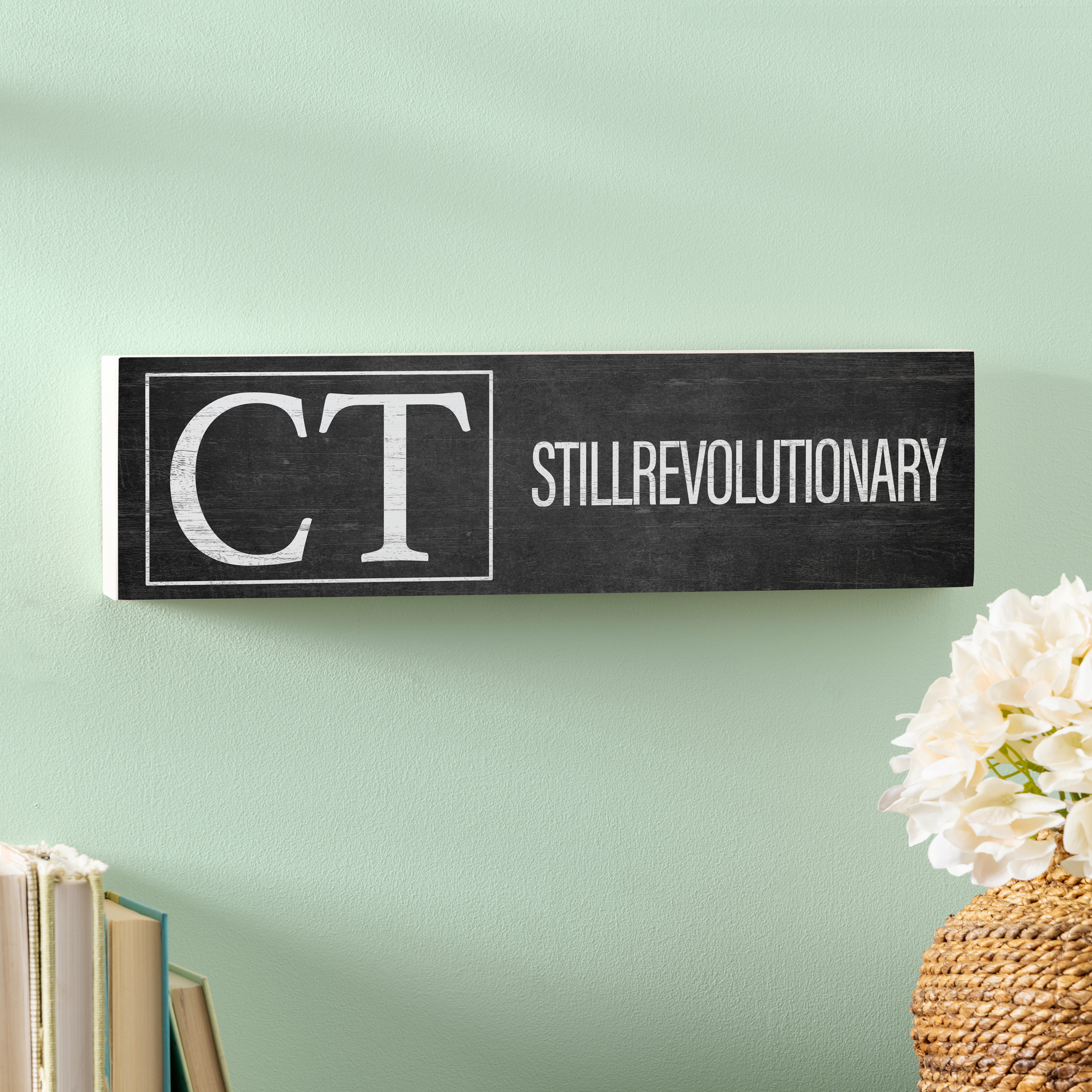 Gracie Oaks State Wooden Mantle Sign Connecticut 18x5" | Wayfair