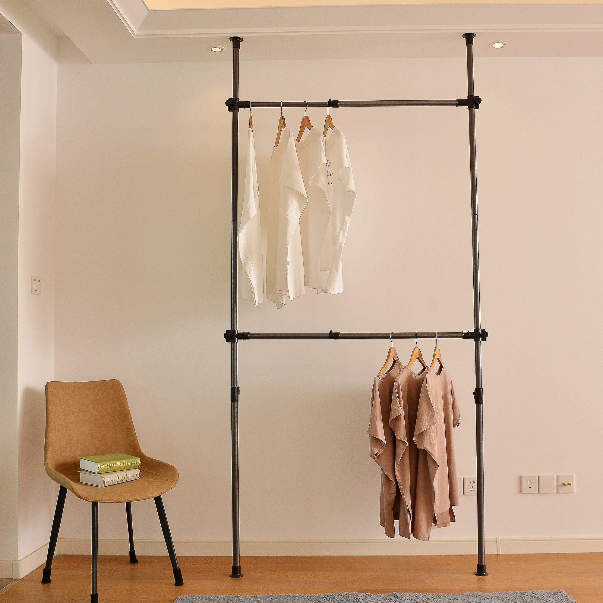 Rebrilliant Malgadey Metal Adjustable Wall Mounted Clothes Rack | Wayfair