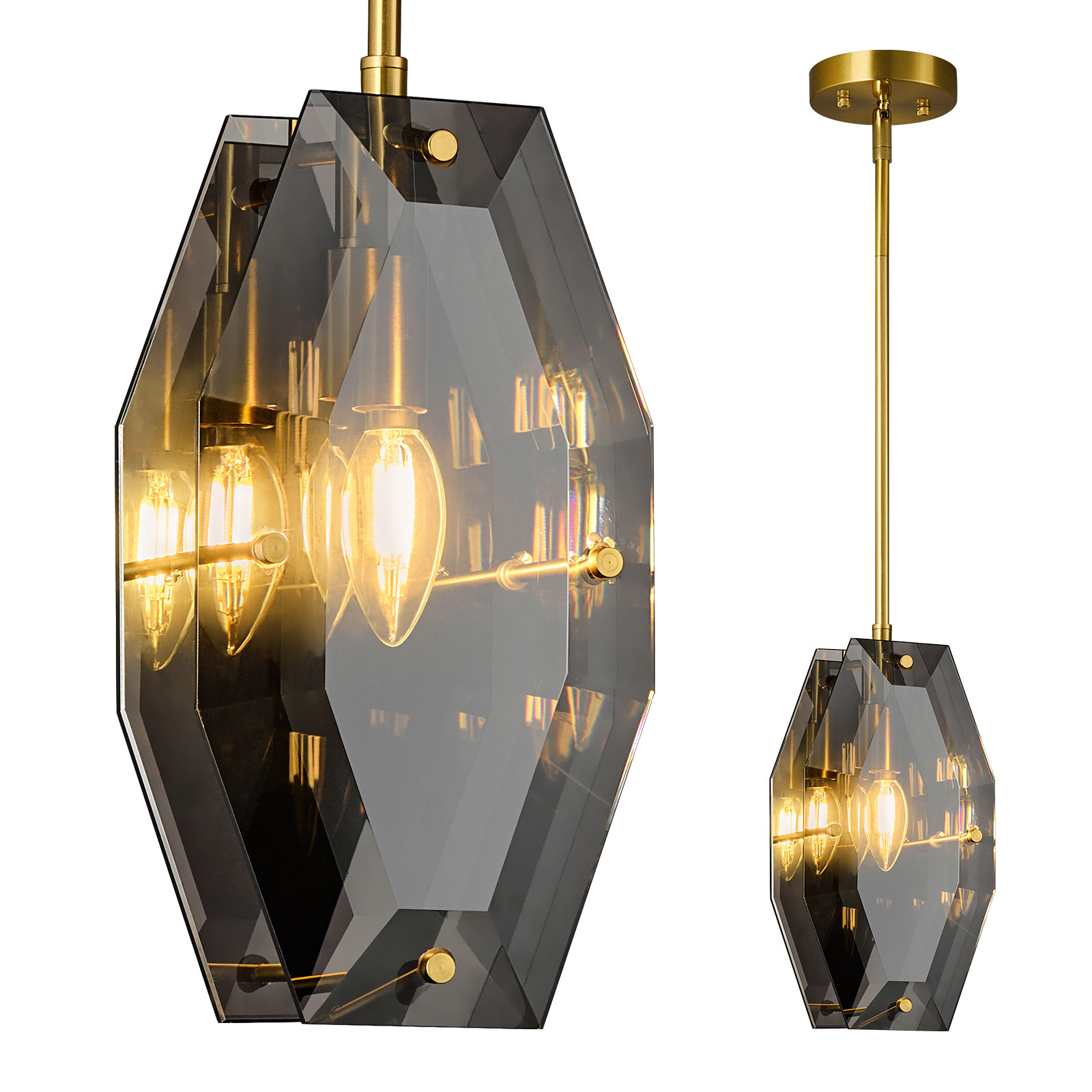 Mercer41 Adjustable Hanging Ceiling Light Modern Glass Pendant Lights ...