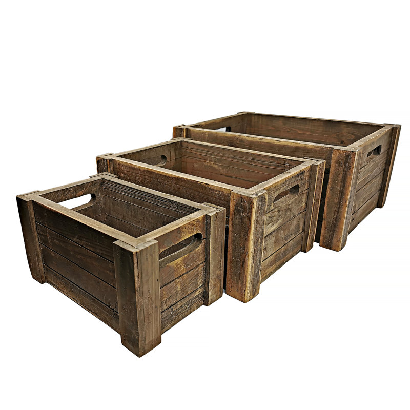 Millwood Pines 3 Piece Solid Wood Crate Set | Wayfair