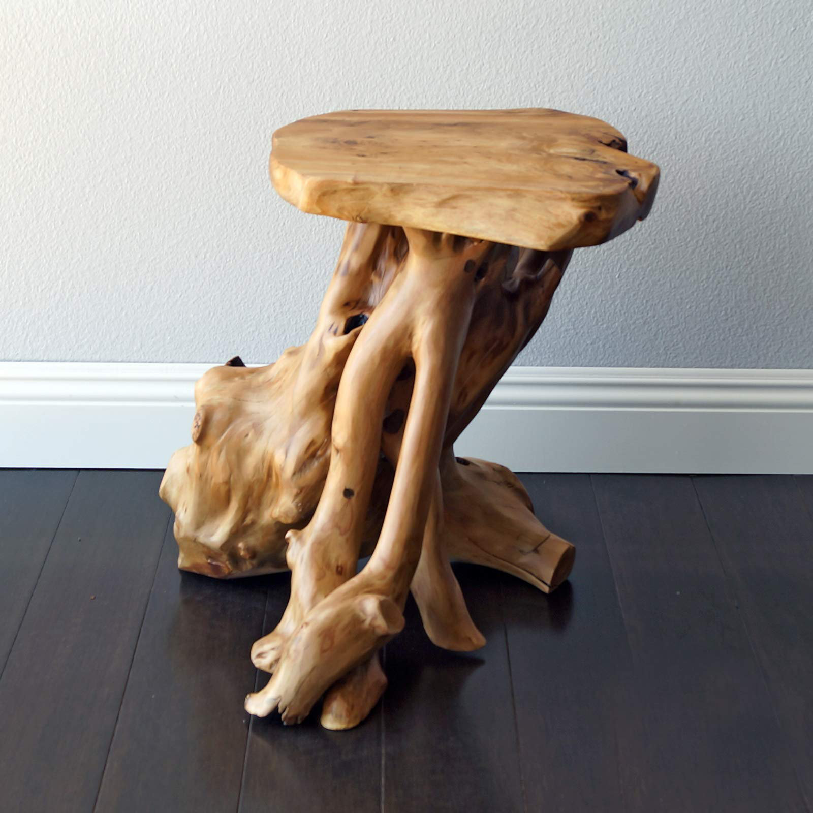Loon Peak® Cedar Root Wood Log Side Table, End Table, Rustic Primitive ...
