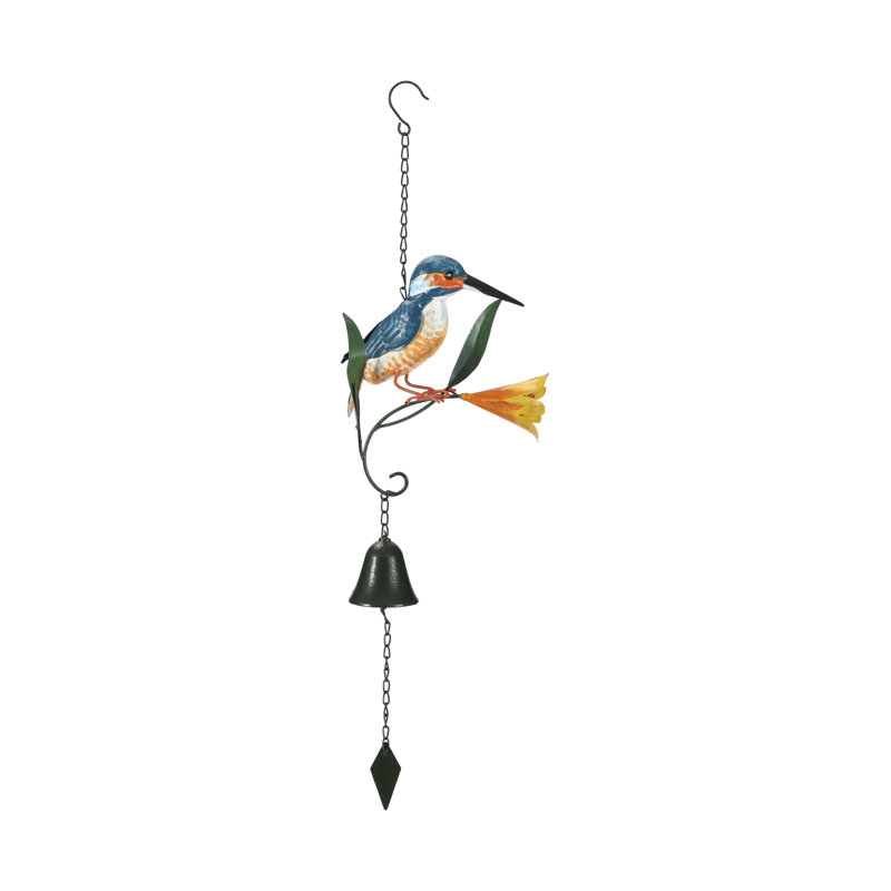 Bungalow Rose Rustic Hummingbird Hanging Metal Bell Wind Chime | Wayfair