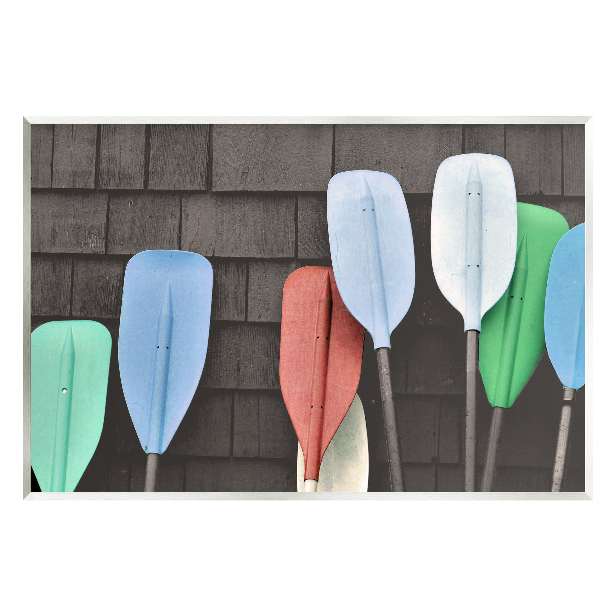 Stupell Industries Mixed Ores Against Beach Shed Boating Paddle Wall ...