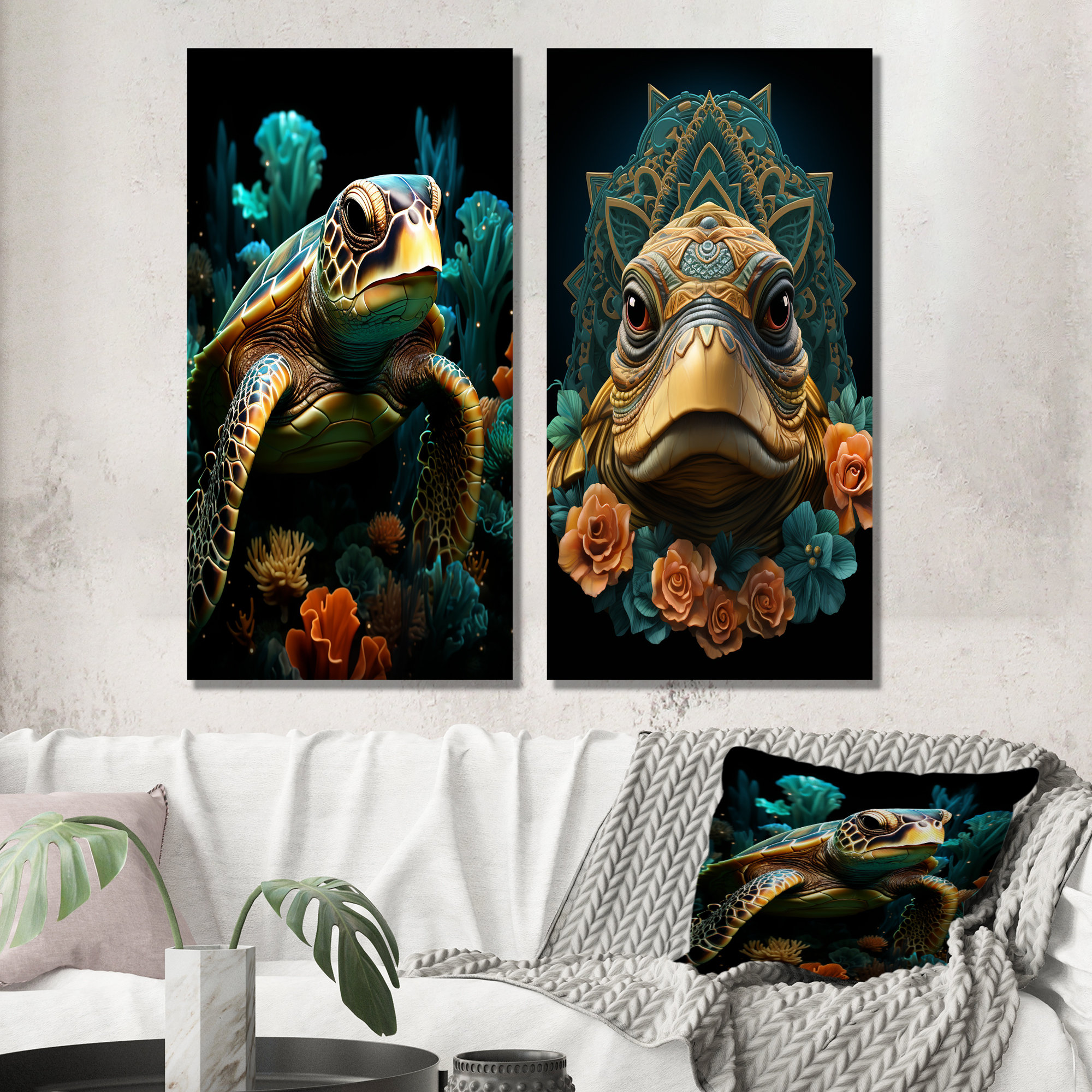 Bay Isle Home™ Sea Turtle Portrait Journey I - Coastal Animal Metal Art ...