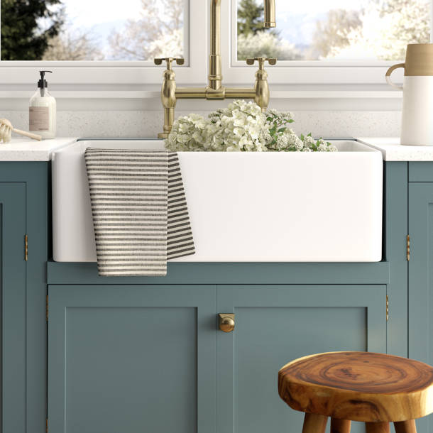 Sand & Stable Edgware 30'' W Single Bowl Fireclay Farmhouse Kitchen ...