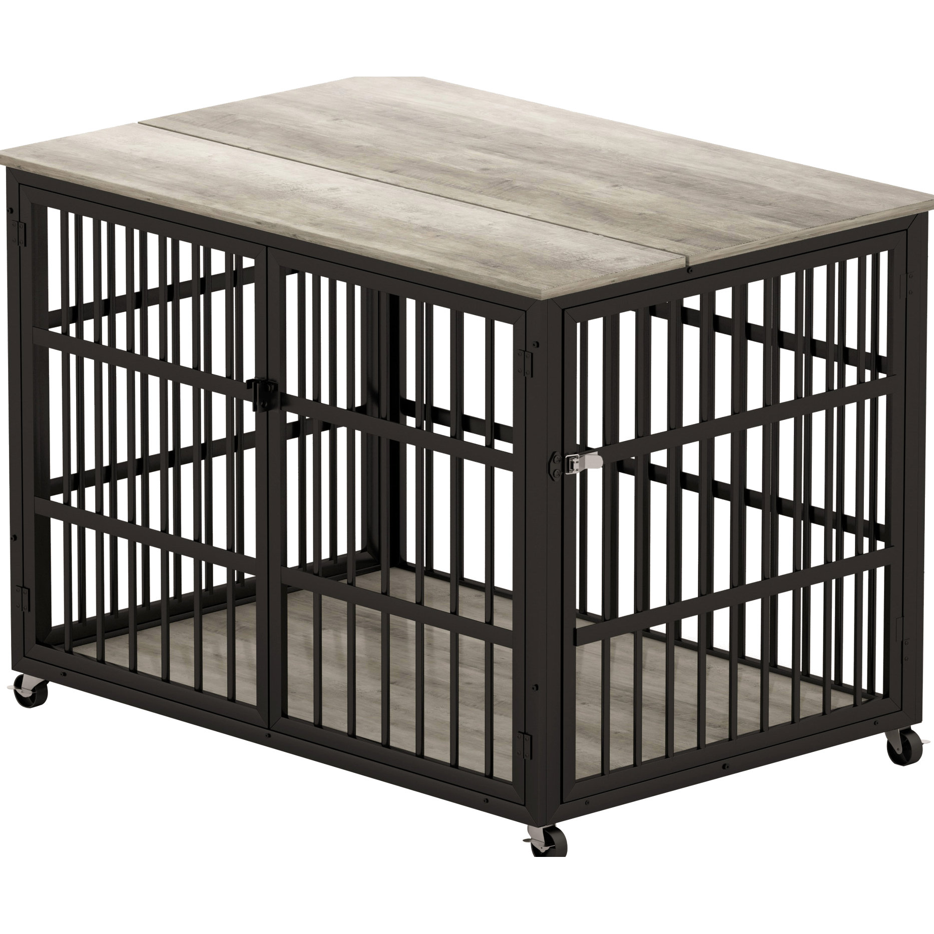 Tucker Murphy Pet™ Grey Wrought Iron Frame Dog Kennel With Easy Access ...