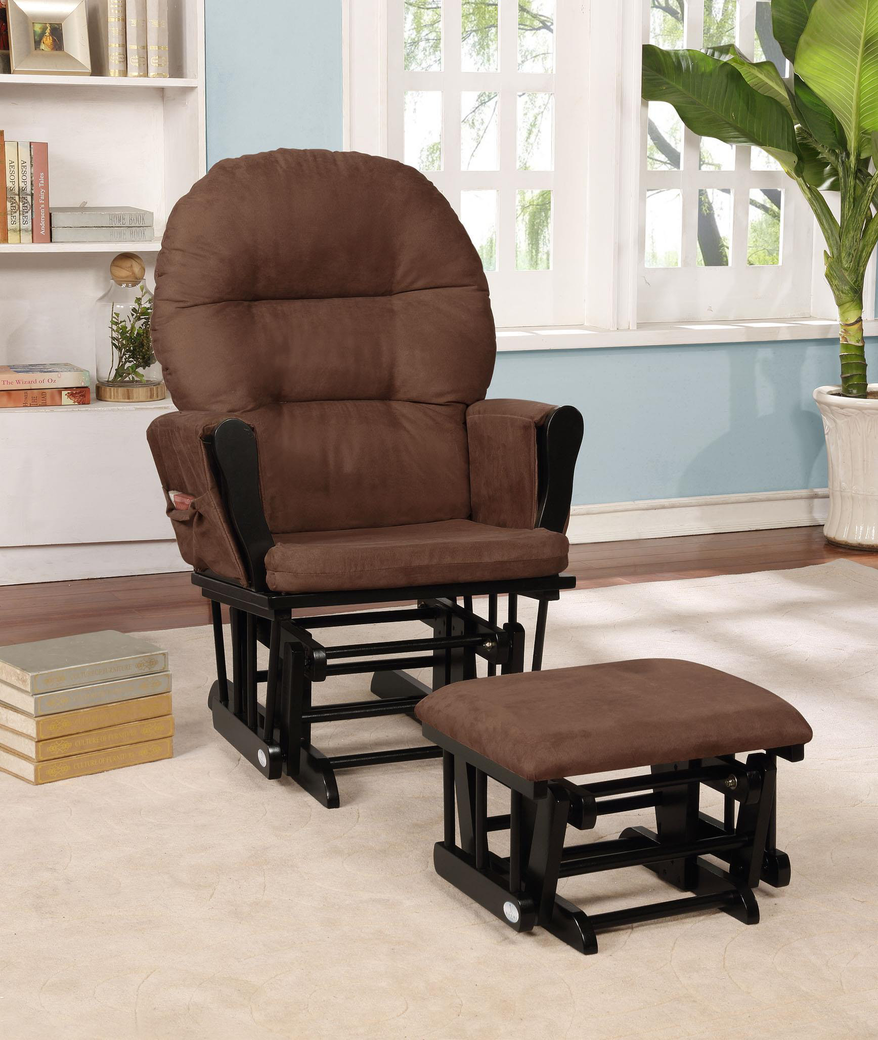 Winston Porter Parkhur Rocking Chair Nursery Glider with Ottoman ...