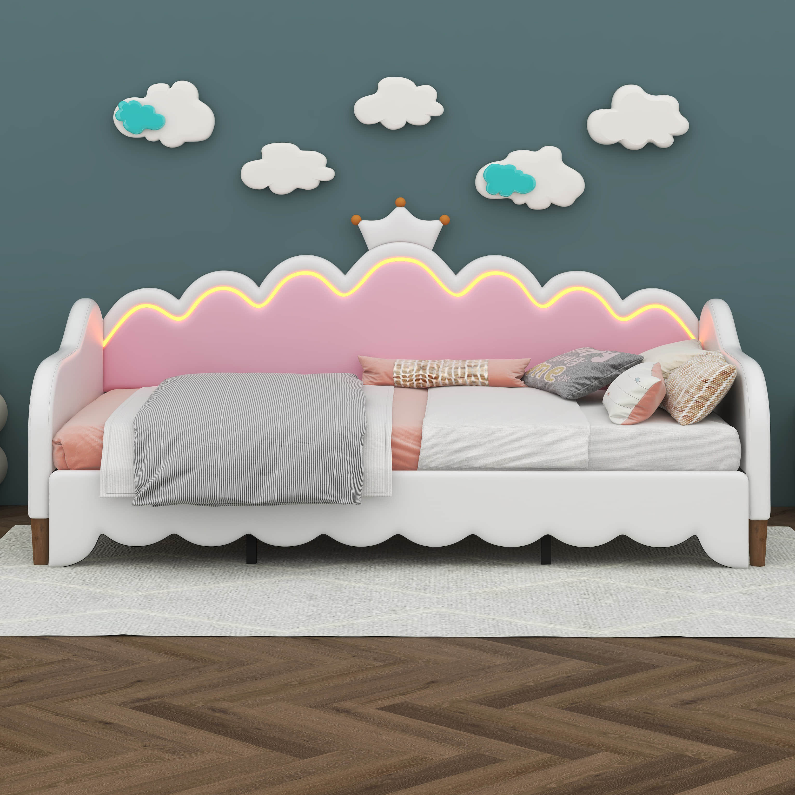 Gemma Violet Conti Twin Modern Upholstered Princess Extending Daybed ...