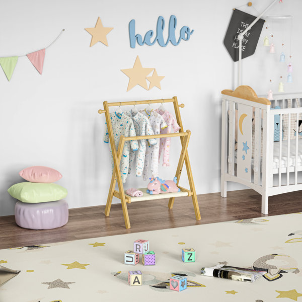 Rebrilliant Marsilio Foldable Baby Clothing Rack with Double Rods ...