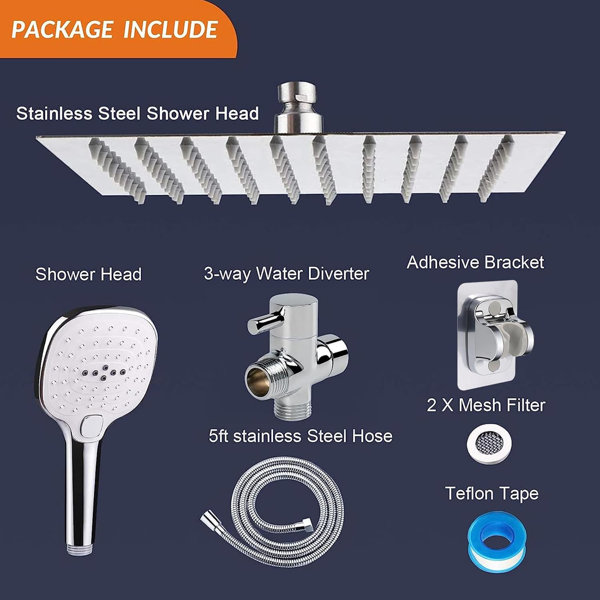 Toledo Bath & Kitchen Shower Head With Hose, High Pressure Stainless ...
