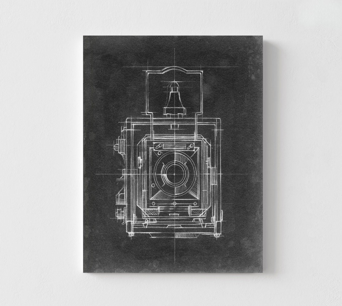 WeFrameArt Antique Camera Blueprint, Framed Old Camera Decor, Black And ...