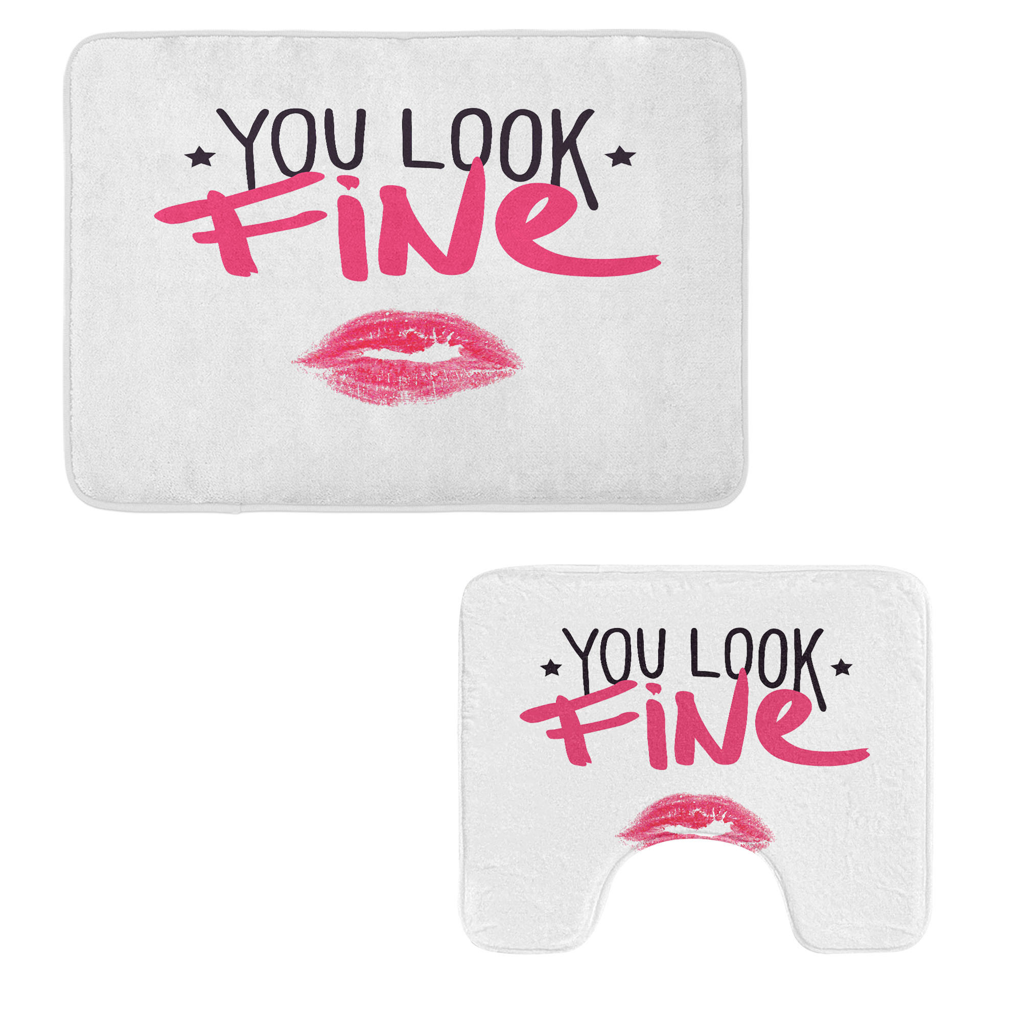 Wrought Studio™ Lips Bathroom Rug Set 2 Pieces Rectangle & Contour Mats ...
